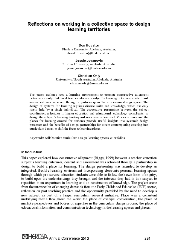 (PDF) Reflections on working in a collective space to design learning ...