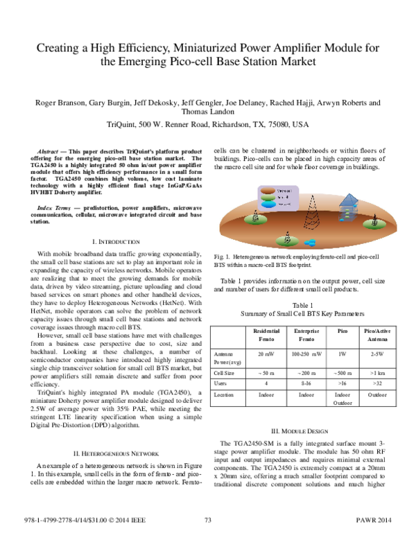 (PDF) Creating a high efficiency, miniaturized power amplifier module ...