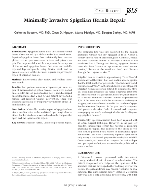 (PDF) Minimally invasive spigelian hernia repair