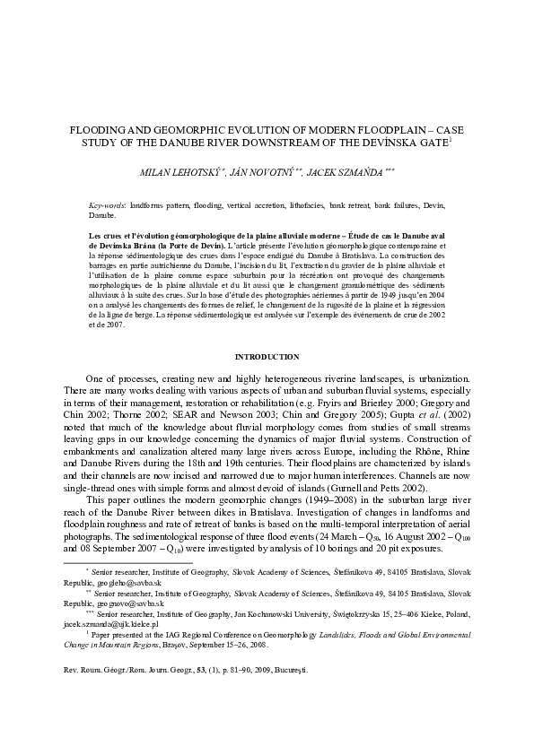 (PDF) Flooding and Geomorphic Evolution of Modern Floodplain-Case Study ...