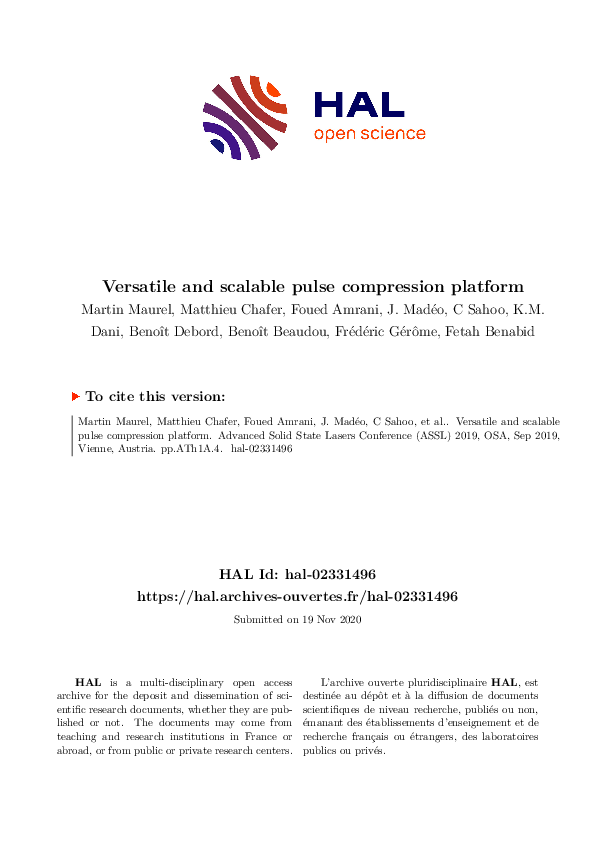 (PDF) Versatile and scalable pulse compression platform