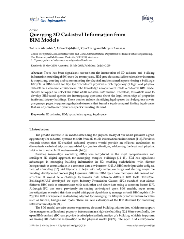 (PDF) Querying 3D Cadastral Information from BIM Models