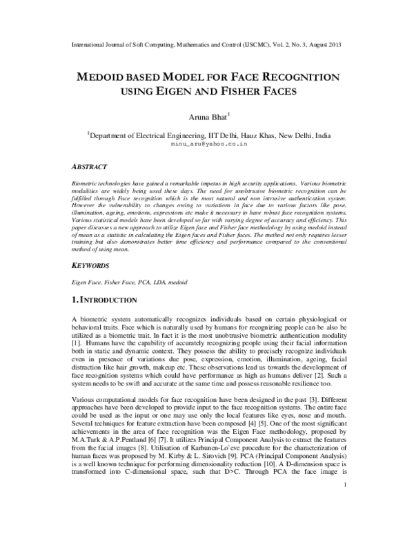 (PDF) Medoid Based Model for Face Recognition Using Eigen and Fisher Faces