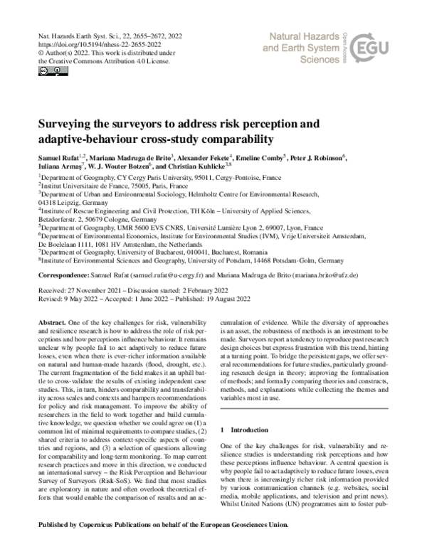 (PDF) Surveying the Surveyors to Address Risk Perception and Adaptive ...