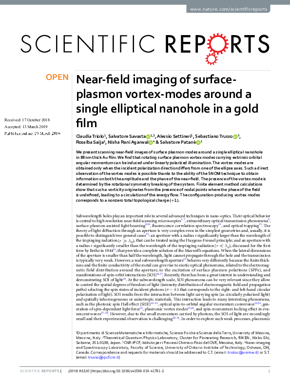 (PDF) Near-field imaging of surface-plasmon vortex-modes around a ...