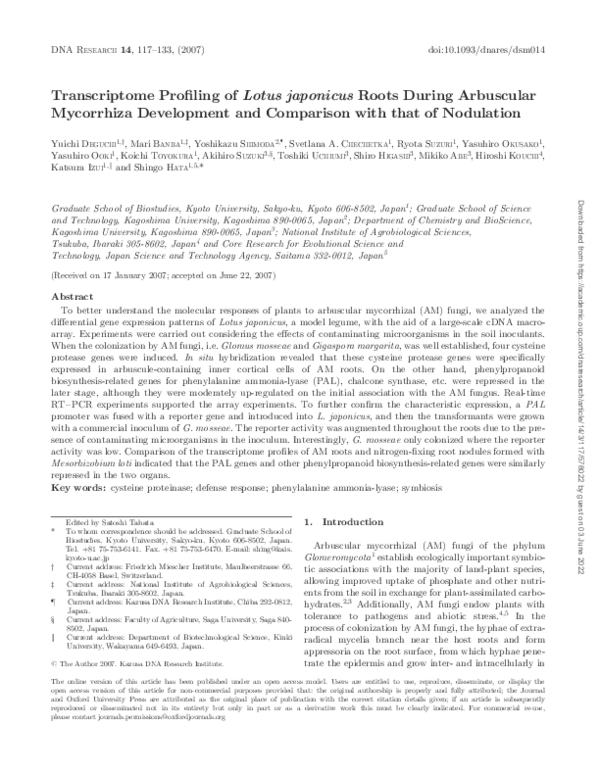 (PDF) Transcriptome Profiling of Lotus japonicus Roots During ...