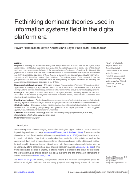 (PDF) Rethinking dominant theories used in information systems field in ...