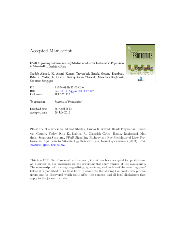 (PDF) PPAR signaling pathway is a key modulator of liver proteome in ...