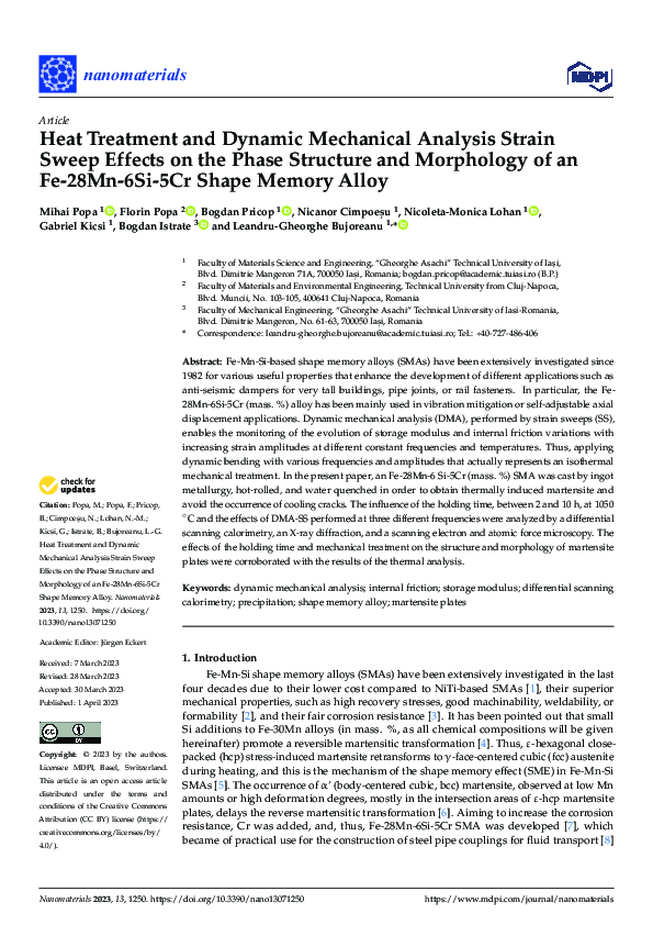 (PDF) Heat Treatment and Dynamic Mechanical Analysis Strain Sweep ...