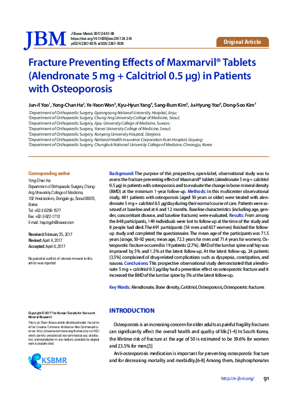 (PDF) Fracture Preventing Effects of Maxmarvil® Tablets (Alendronate 5 ...