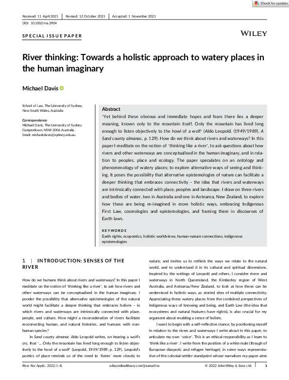 (PDF) River thinking: Towards a holistic approach to watery places in ...
