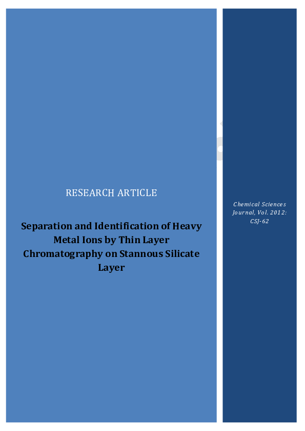(PDF) Separation and Identification of Heavy Metal Ions by Thin Layer ...