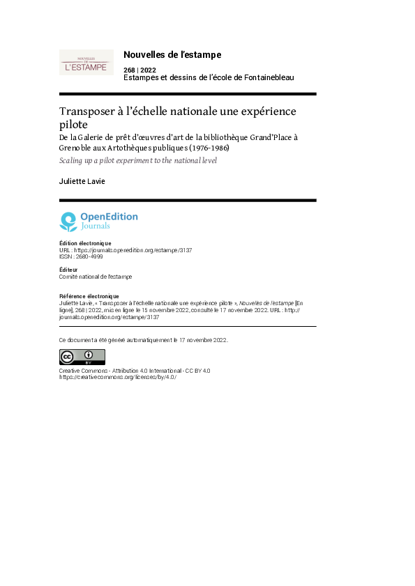 (PDF) Transposer à l’échelle nationale une expérience pilote1