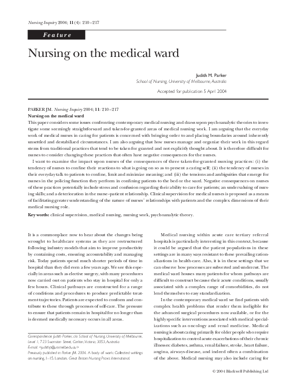 (PDF) Nursing on the medical ward