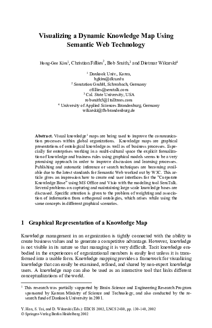 Pdf Visualizing A Dynamic Knowledge Map Using Semantic Web Technology