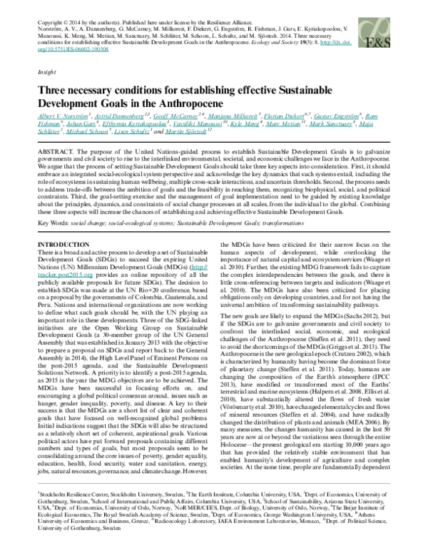 (PDF) Three necessary conditions for establishing effective Sustainable ...