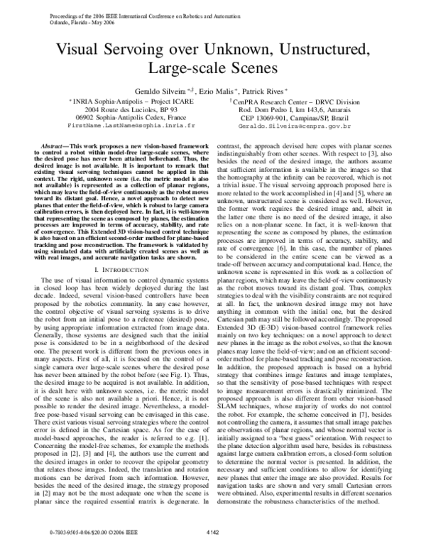 (PDF) Visual servoing over unknown, unstructured, large-scale scenes