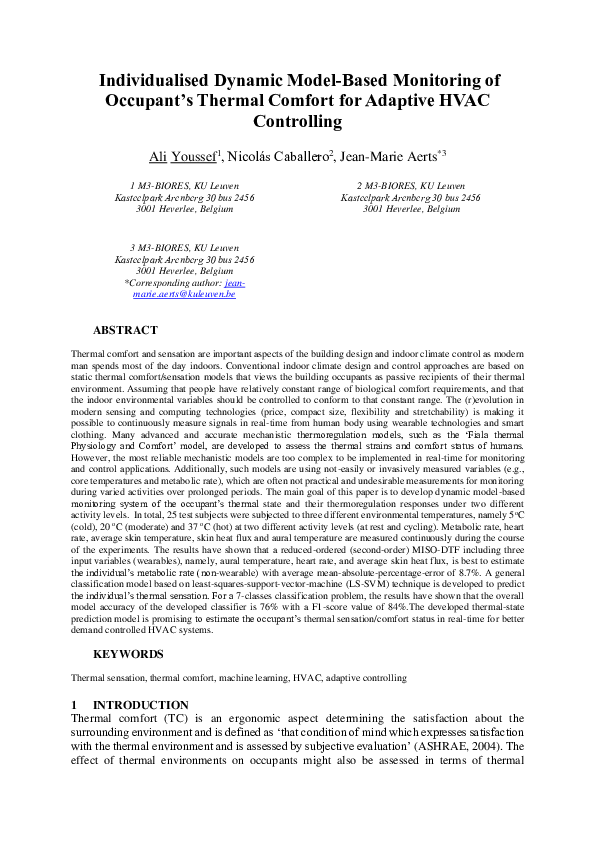 (PDF) Individualised Dynamic Model-Based Monitoring of Occupant’s Thermal Comfort for Adaptive ...