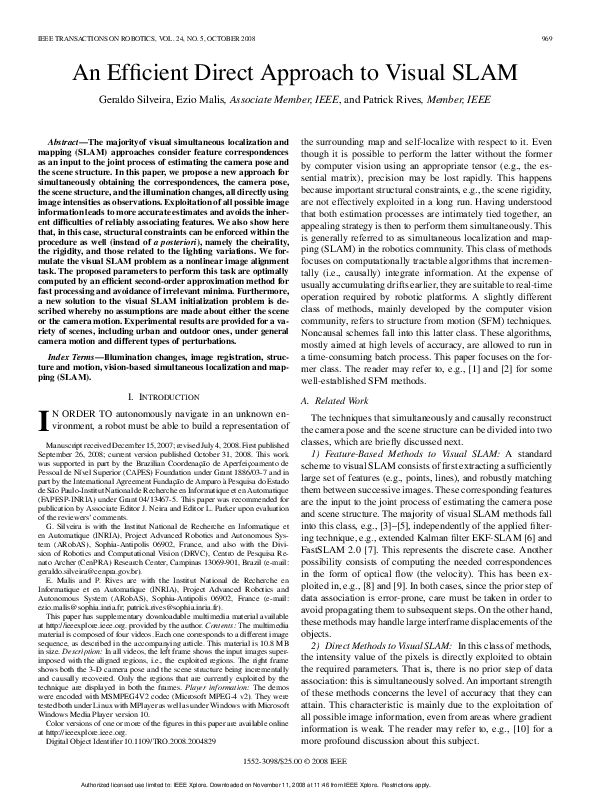 (PDF) An Efficient Direct Approach to Visual SLAM