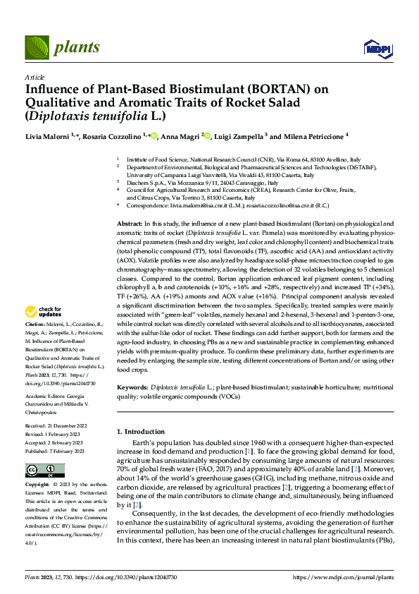 (PDF) Influence of Plant-Based Biostimulant (BORTAN) on Qualitative and ...