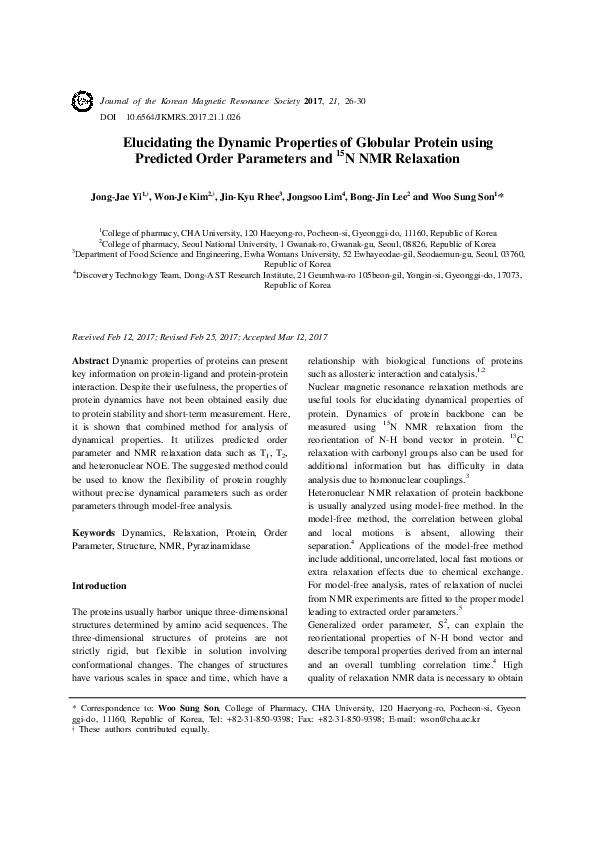 (PDF) Elucidating the Dynamic Properties of Globular Protein using Predicted Order Parameters ...