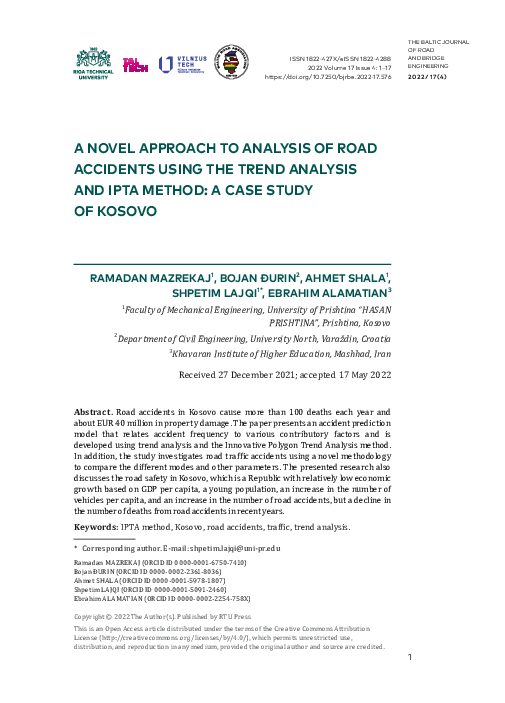 (PDF) A Novel Approach to Analysis of Road Accidents Using the Trend Analysis and IPTA Method: A ...