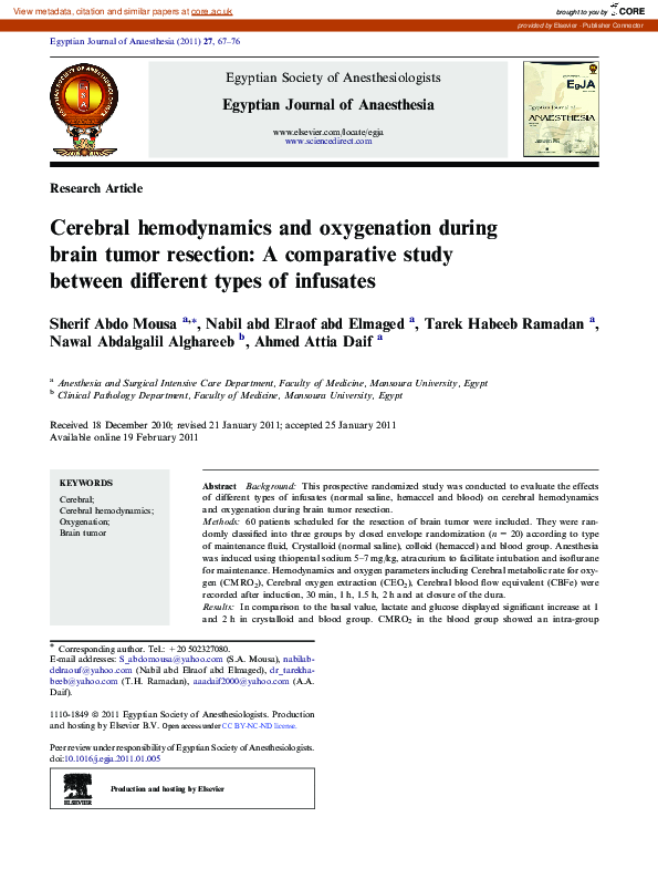 (PDF) Cerebral hemodynamics and oxygenation during brain tumor resection: A comparative study ...