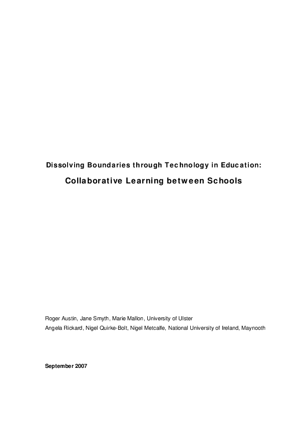 (PDF) Dissolving Boundaries through Technology in Education: Collaborative Learning between schools