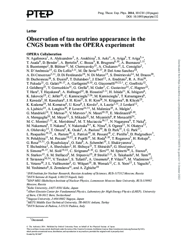 (PDF) Observation of tau neutrino appearance in the CNGS beam with the ...