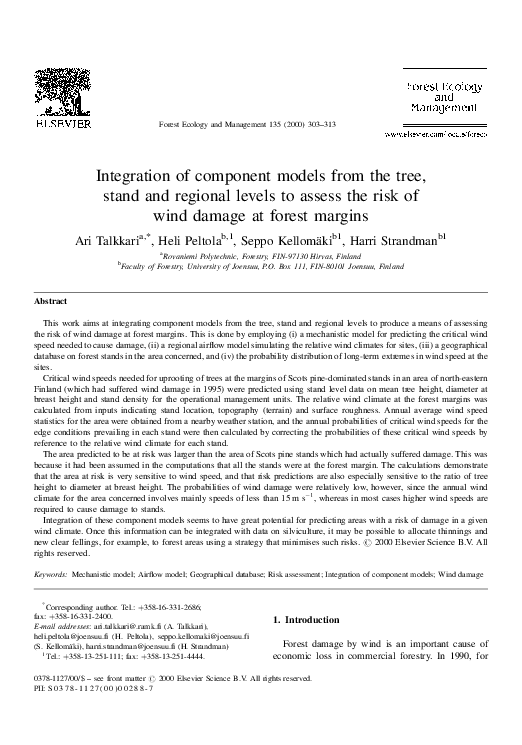 (PDF) Integration of component models from the tree, stand and regional levels to assess the ...