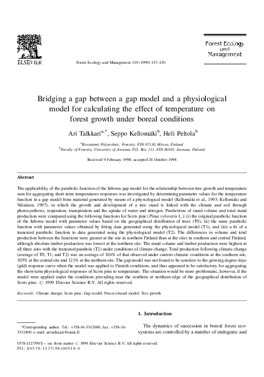 (PDF) Bridging a gap between a gap model and a physiological model for ...