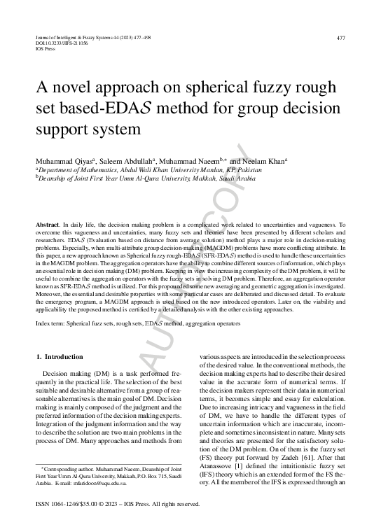 A Novel Approach On Spherical Fuzzy Rough Set Based Edas Method For Group Decision Support System