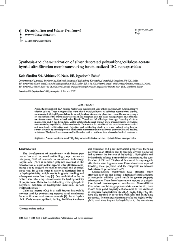 (PDF) Synthesis and characteristization of silver decorated polysulfone ...