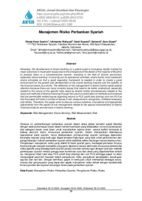 (PDF) Manajemen Risiko Perbankan Syariah