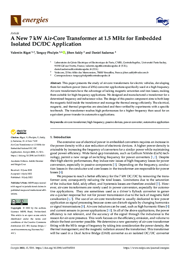 (PDF) A New 7 kW Air-Core Transformer at 1.5 MHz for Embedded Isolated ...