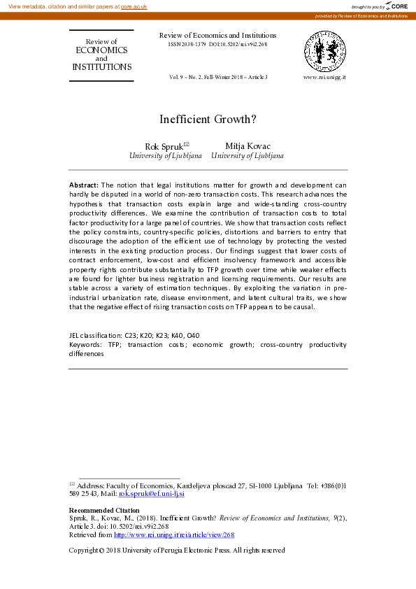 (PDF) Inefficient Growth