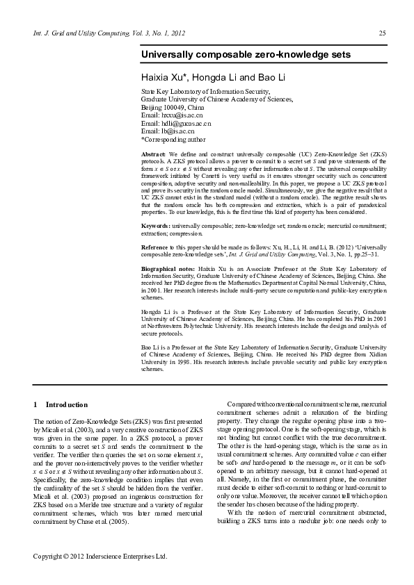 (PDF) Universally composable zero-knowledge sets