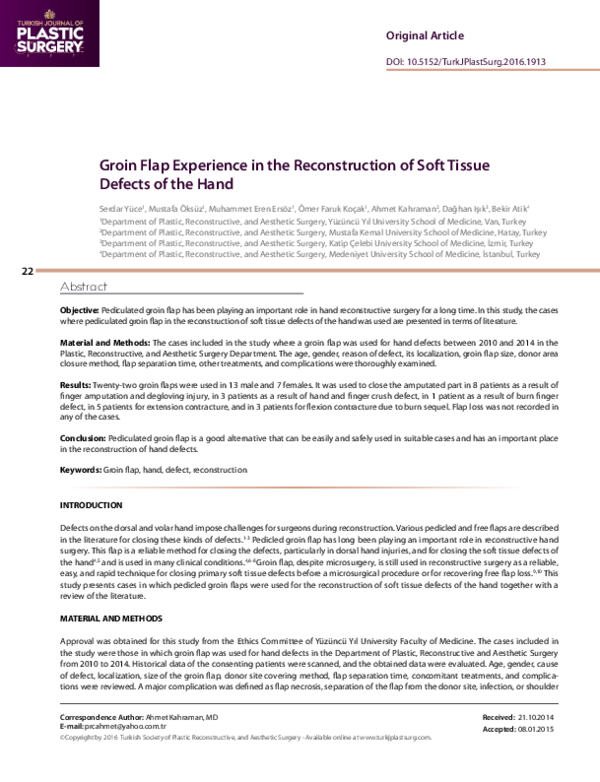 (PDF) Groin Flap Experience in the Reconstruction of Soft Tissue ...