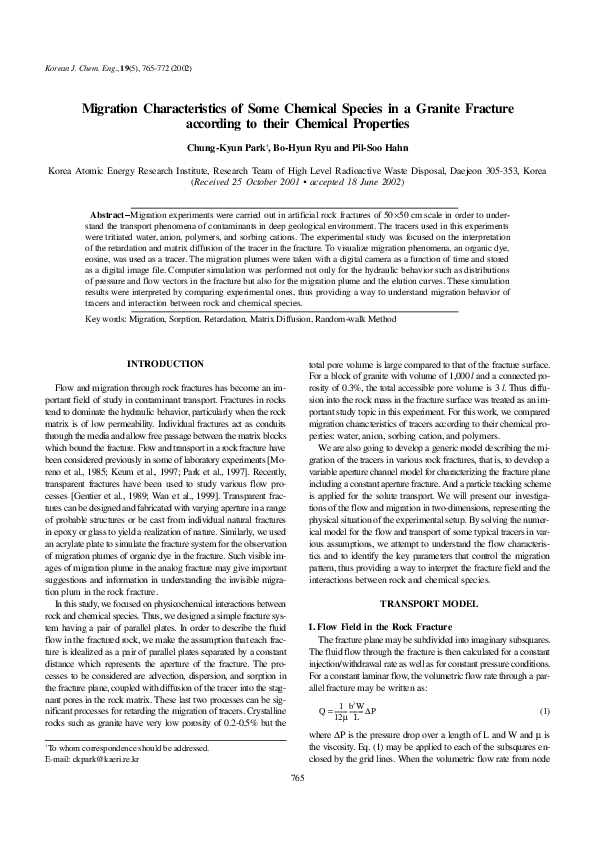 (PDF) Migration characteristics of some chemical species in a granite ...