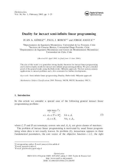 (PDF) Duality for inexact semi-infinite linear programming