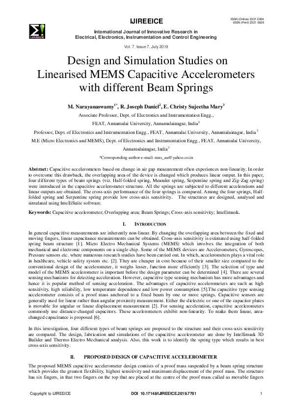 (PDF) MEMS Capacitive Accelerometers