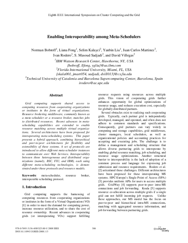 (PDF) Enabling Interoperability among Meta-Schedulers