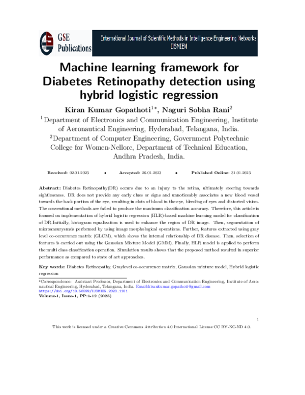 (PDF) Machine learning framework for Diabetes Retinopathy detection ...
