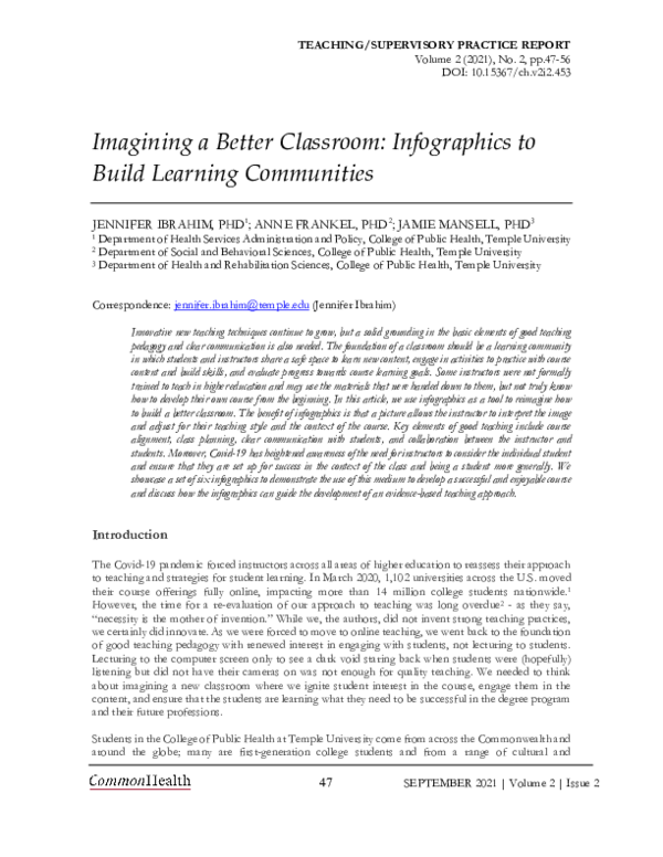 Imagining a Better Classroom: Infographics to Build Learning Communities