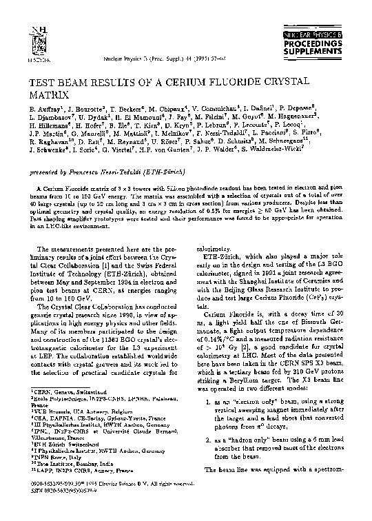 (PDF) Cerium Fluoride Matrix Test Beam Results
