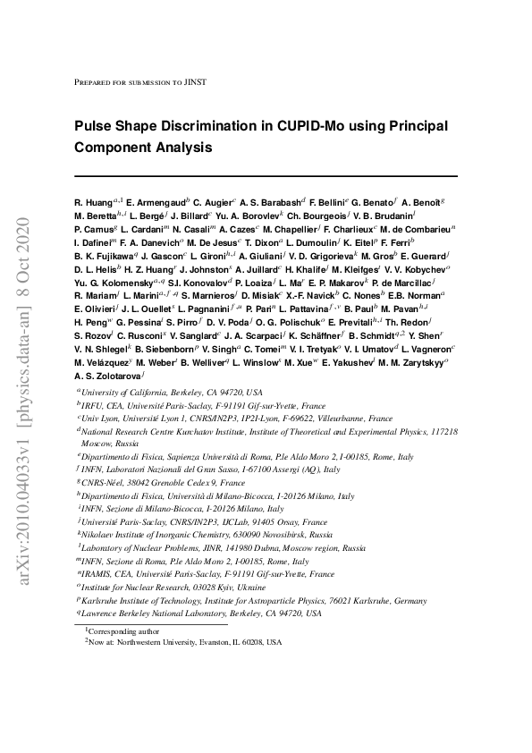 (PDF) Pulse shape discrimination in CUPID-Mo using principal component analysis