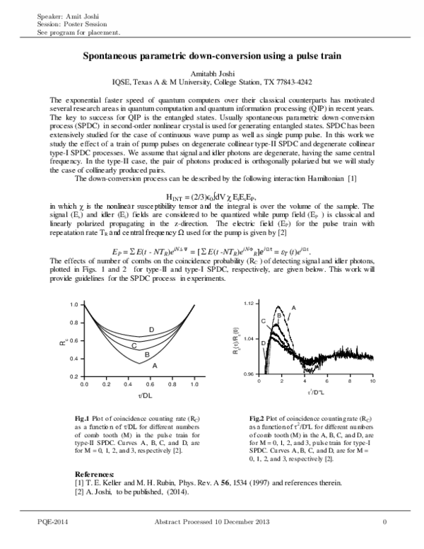 (PDF) Spontaneous parametric down-conversion using a pulse train