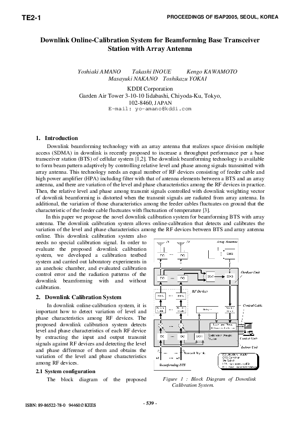 (PDF) Downlink Online-Calibration System for Beamforming Base Transceiver Station with Array Antenna