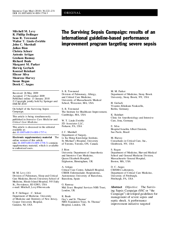 (PDF) The Surviving Sepsis Campaign: Results of an international ...