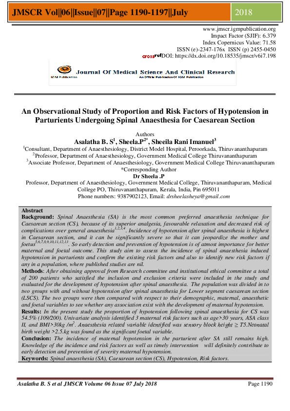 (PDF) An Observational Study of Proportion and Risk Factors of ...